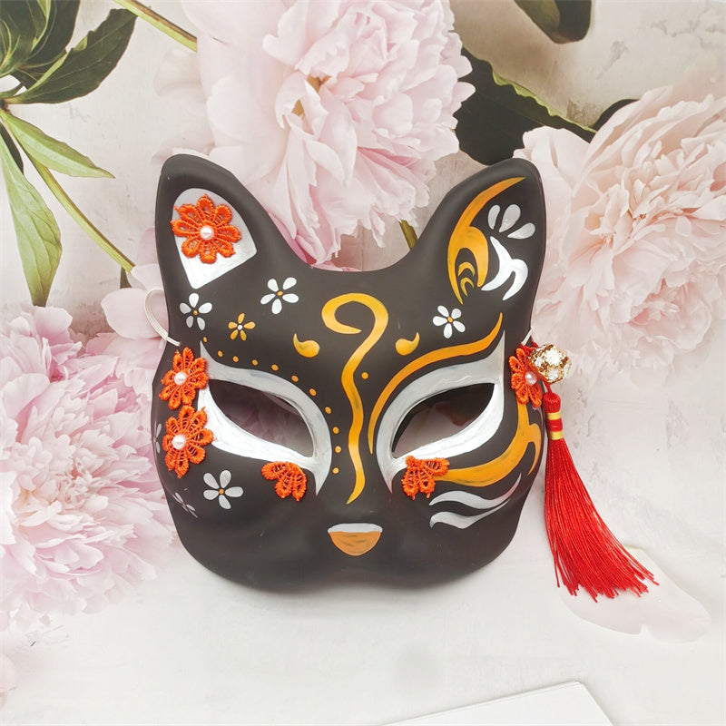 Black Style Cosplay Cat Half Mask – Japanese Oni Masks