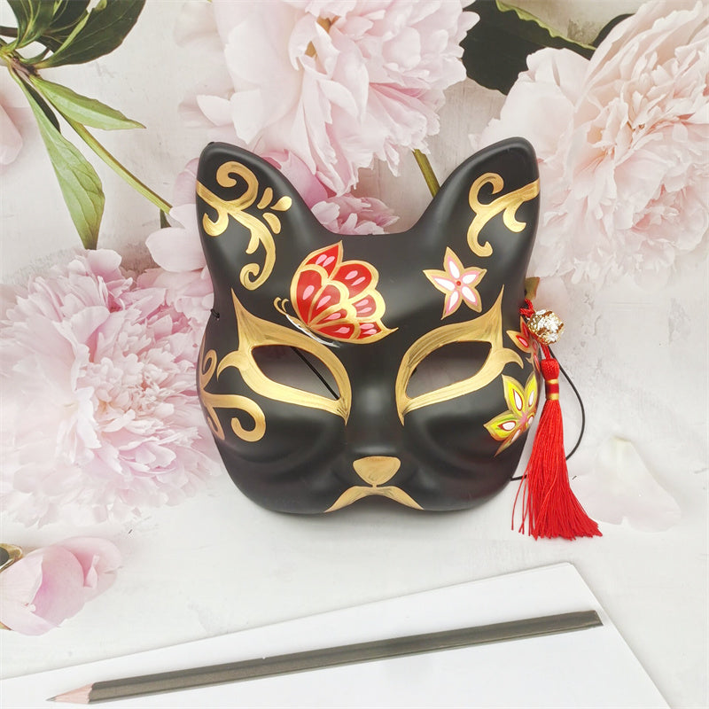 Golden Eyes Neko Kitsune Mask – Japanese Oni Masks