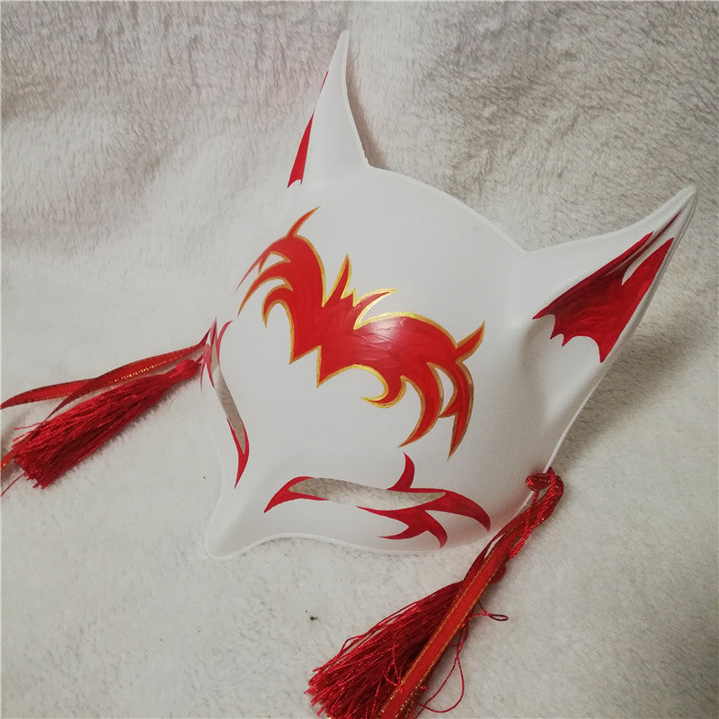 Hand-Painted Anime Demon Slayer Half Face Cat Masks – Japanese Oni Masks