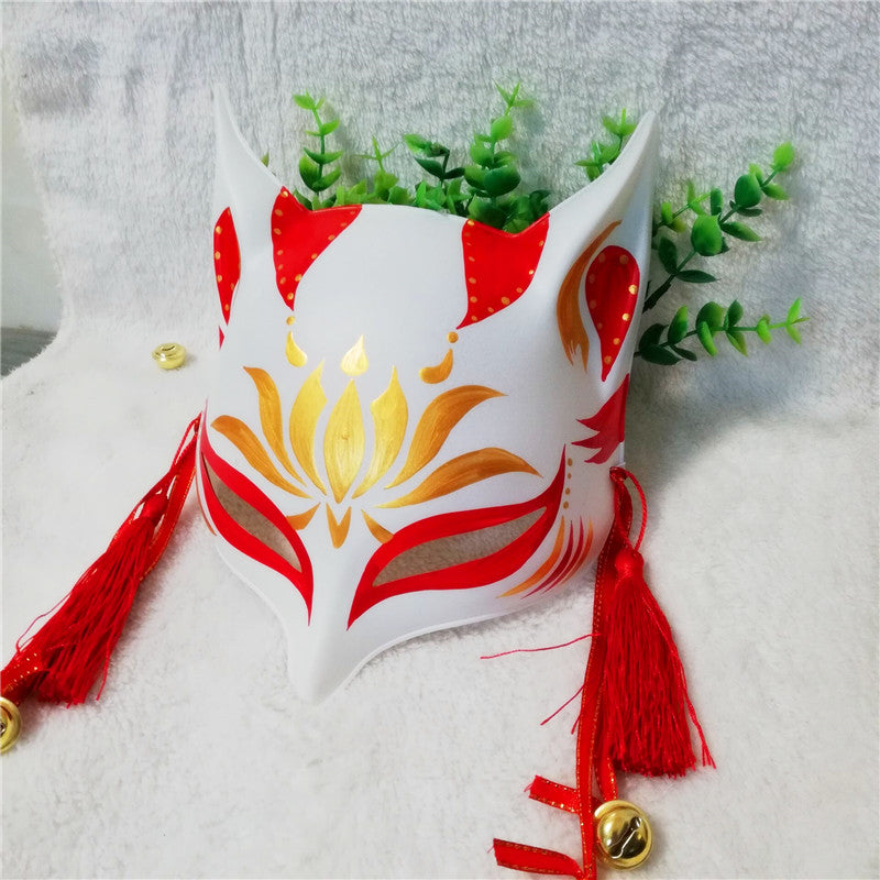 Kitsune Fox Mask Half Face Ancient Style – Japanese Oni Masks