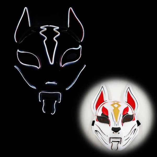LED Fox White Mask – Japanese Oni Masks